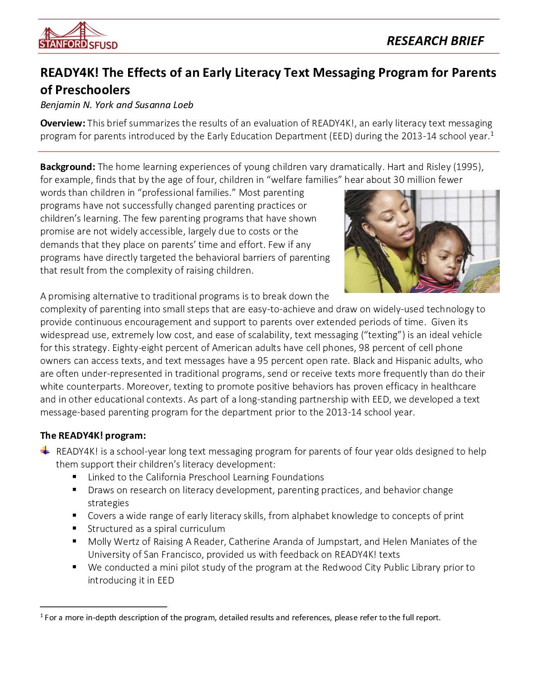 READY4K! The Effects of an Early Literacy Text Messaging Program for ...