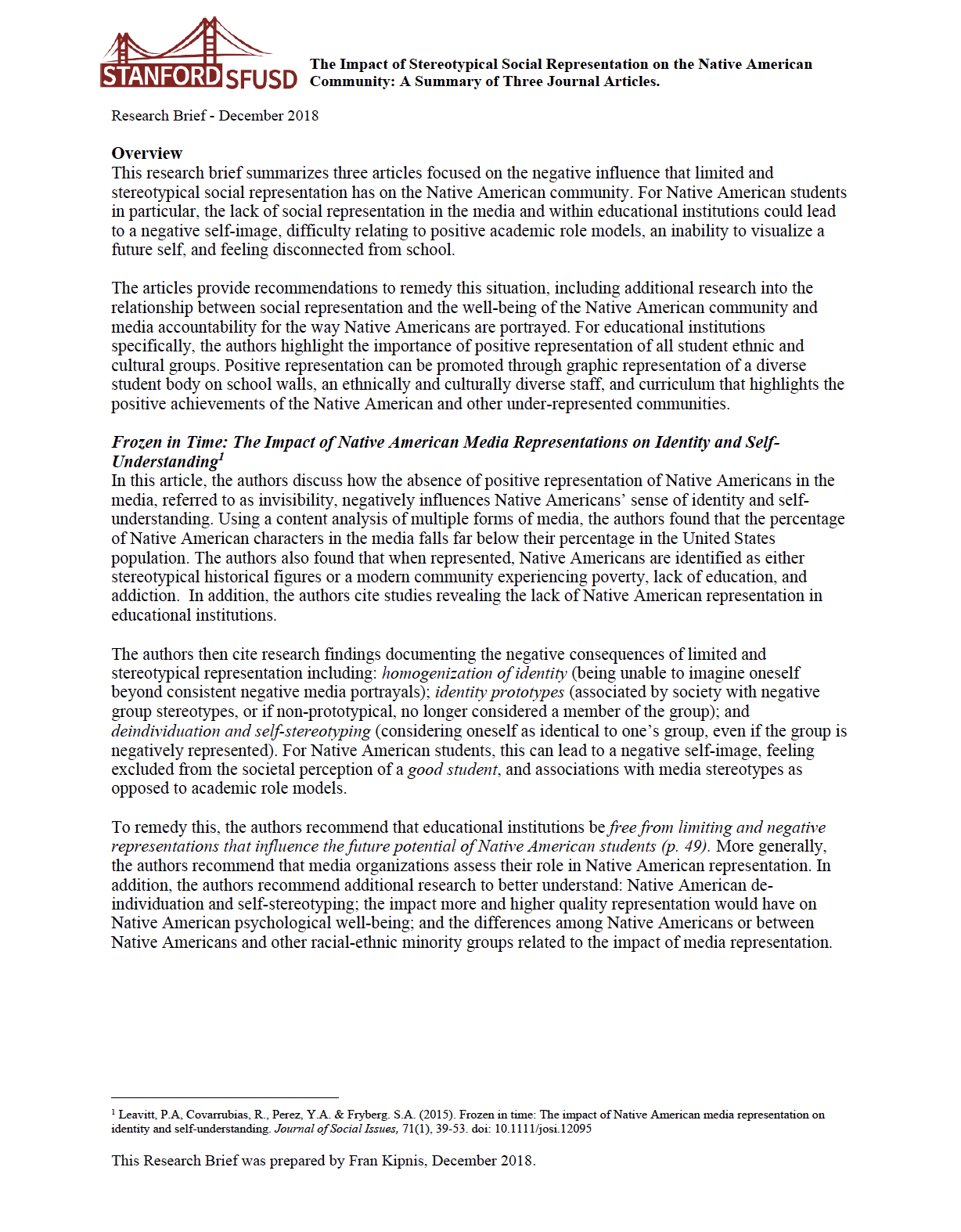 The Impact of Stereotypical Social Representation of the Native ...