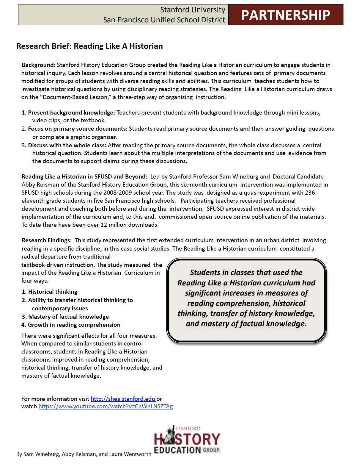 Reading Like a Historian - California Education Partners