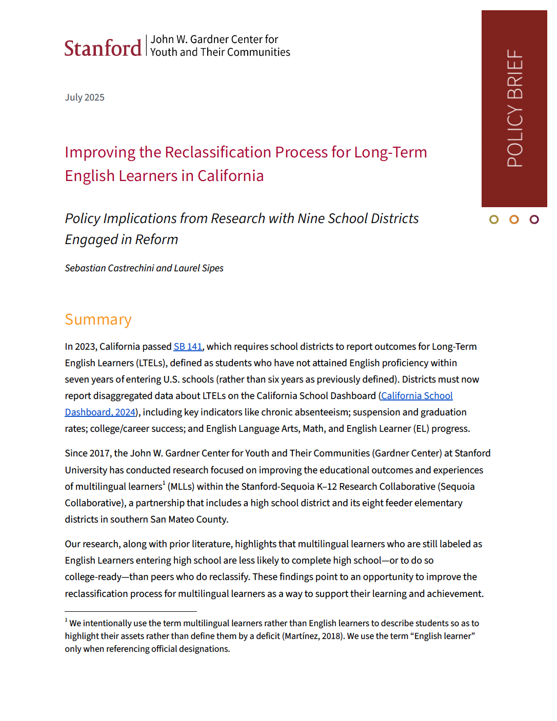 Improving the Reclassification Process for Long-Term English Learners ...